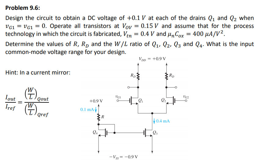 Solved Problem 9.6: Design the circuit to obtain a DC | Chegg.com