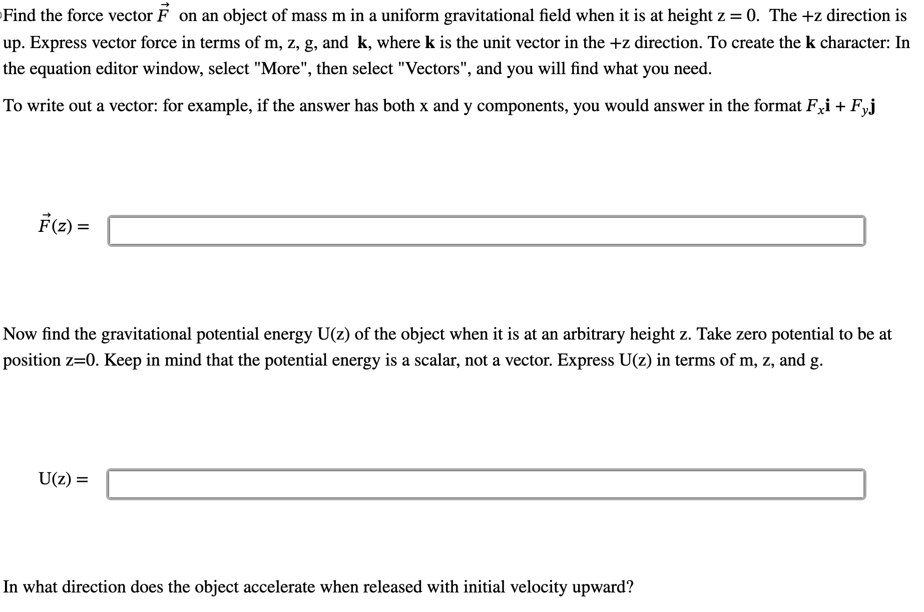 Solved Find the force vector vec(F) ﻿on an object of mass m | Chegg.com
