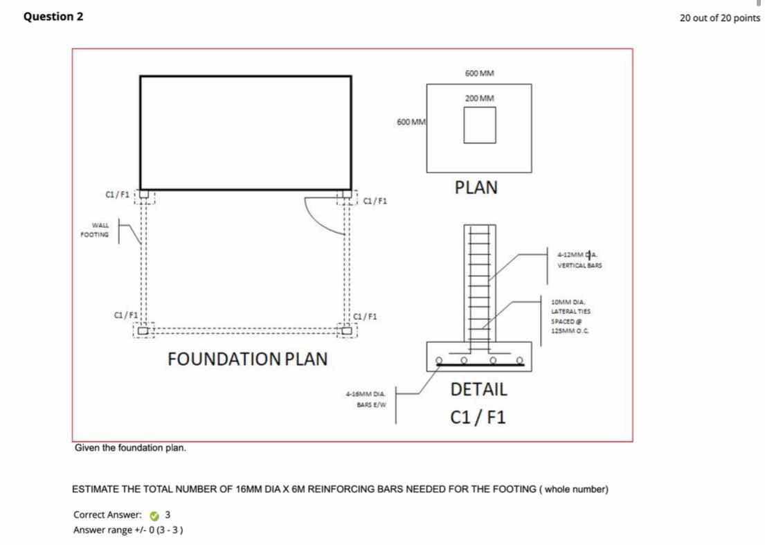 Question 2Given the foundation plan.ESTIMATE THE | Chegg.com