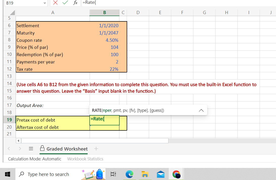 Solved 14 (Use cells A6 to B12 from the given information to | Chegg.com