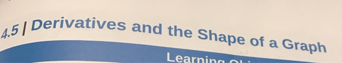 Solved Derivatives and the shape of a Graph Learning out | Chegg.com