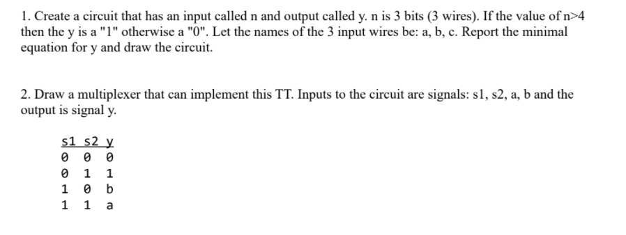 Solved 1. Create a circuit that has an input called n and | Chegg.com