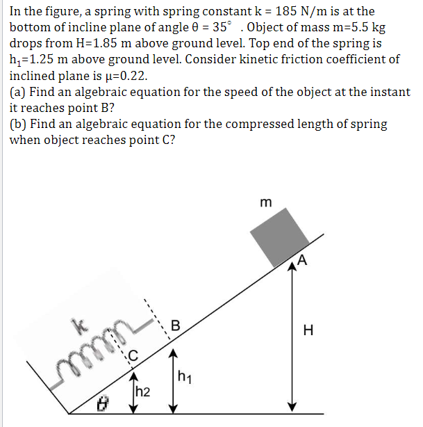 Solved In the figure, a spring with spring constant k=185 | Chegg.com