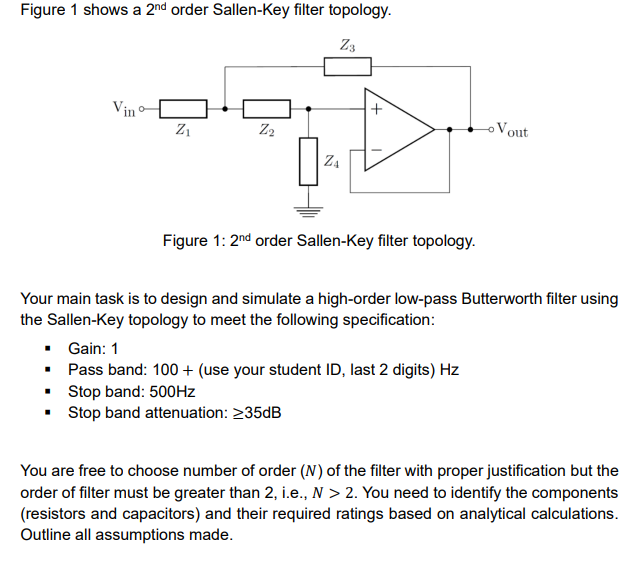 Solved Figure 1 shows a 2nd order Sallen-Key filter | Chegg.com Solved Figure 1 shows a 2nd order Sallen-Key filter | Chegg.com