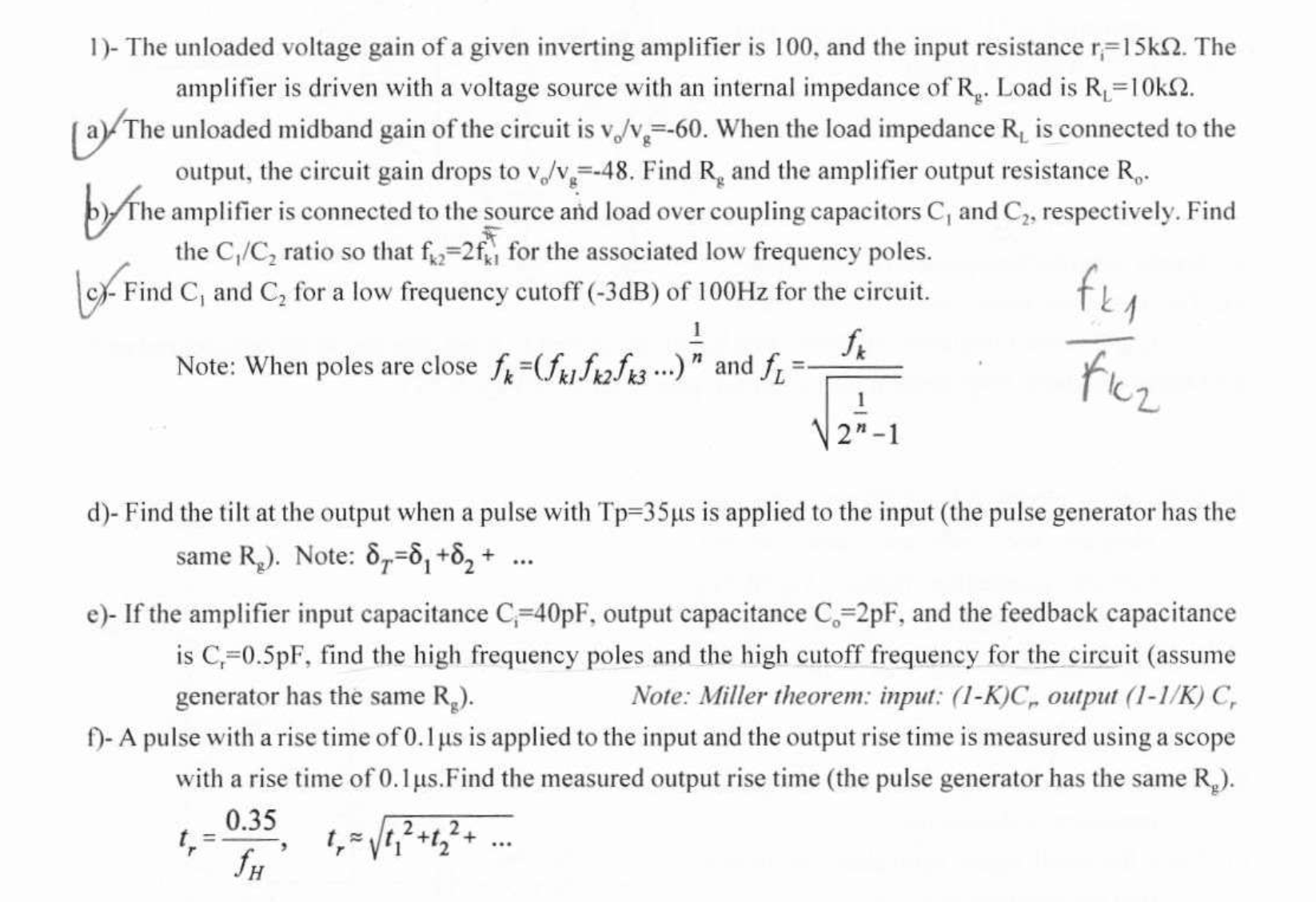 Solved 1)- The unloaded voltage gain of a given inverting | Chegg.com
