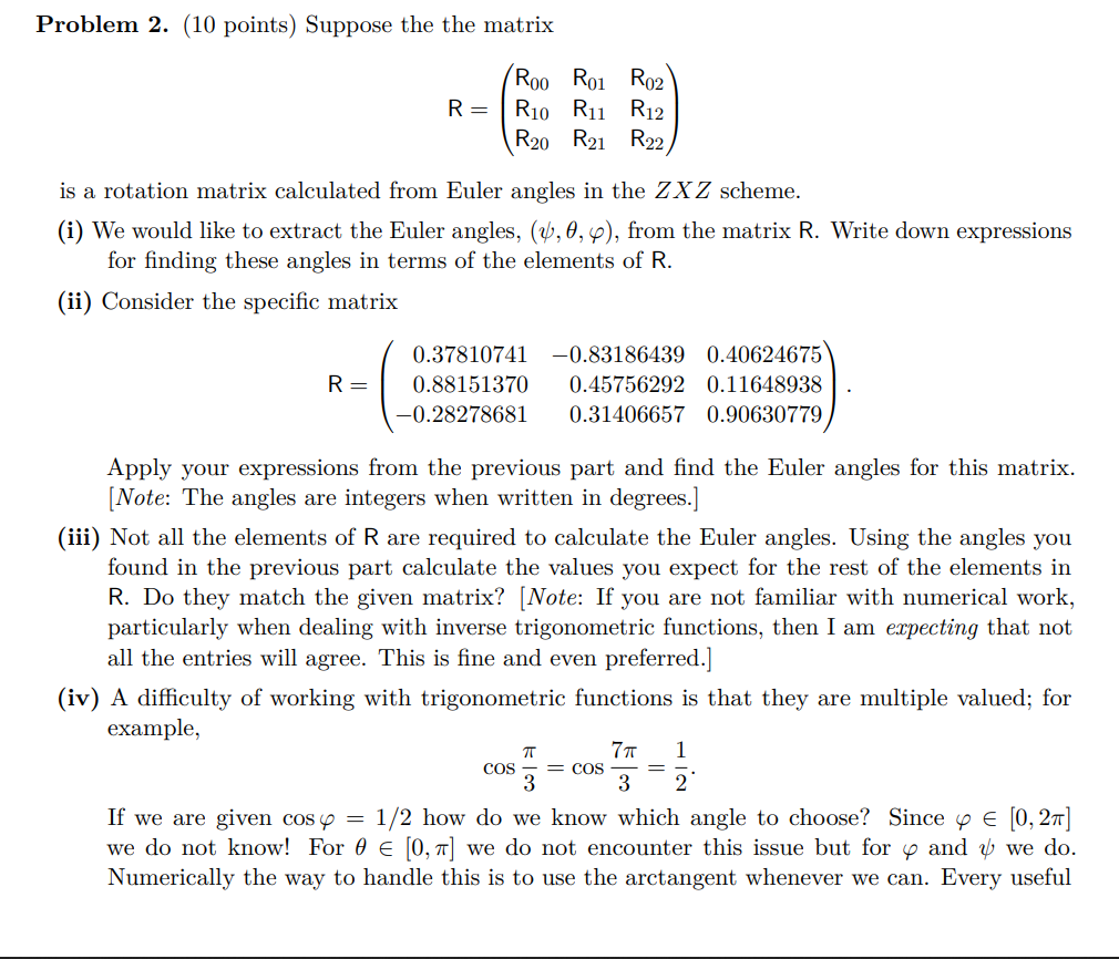 Solved Problem 2. (10 points) Suppose the the matrix | Chegg.com