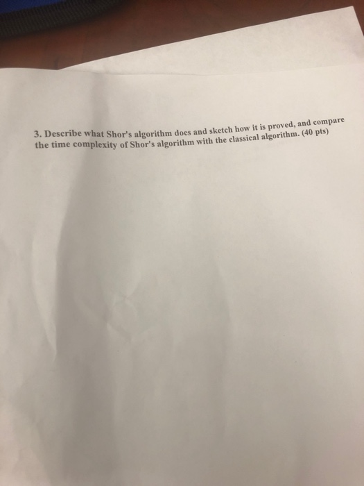 Solved 3. Describe what Shor's algorithm does and sketch how | Chegg.com