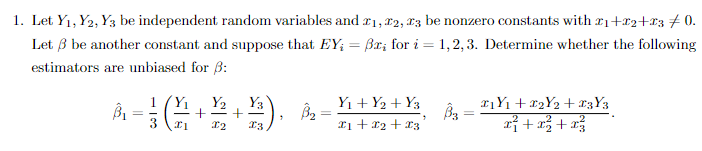 Solved 1. Let Y1,Y2,Y3 be independent random variables and | Chegg.com