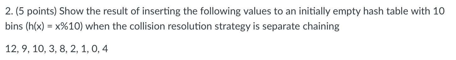 Solved (5 ﻿points) ﻿Show the result of ﻿inserting the | Chegg.com