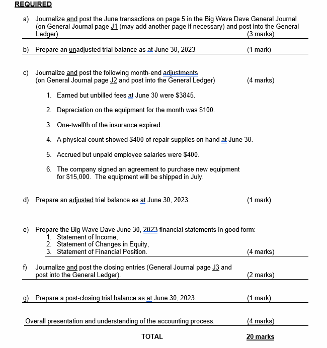 Solved a) Journalize and post the June transactions on page | Chegg.com