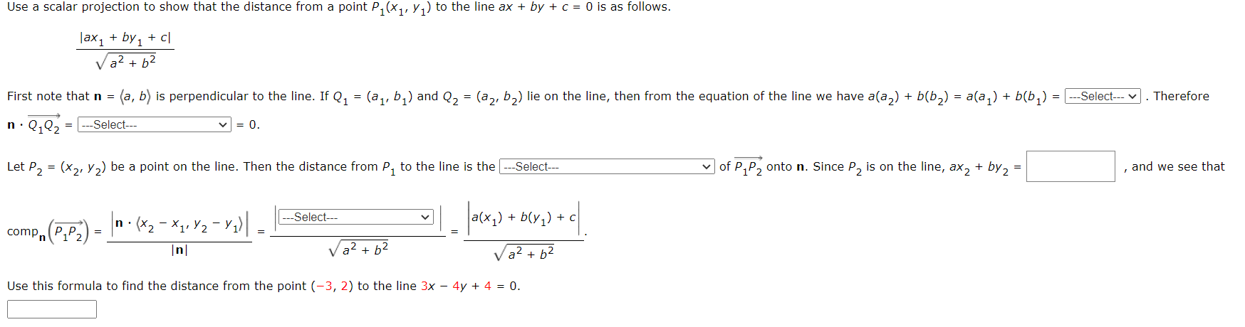 Solved Use a scalar projection to show that the distance | Chegg.com