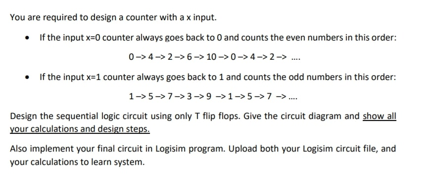 Solved You are required to design a counter with a x input. | Chegg.com