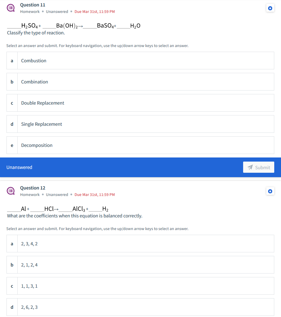 Solved Question 11 Homework - Unanswered • Due Mar 31st, | Chegg.com