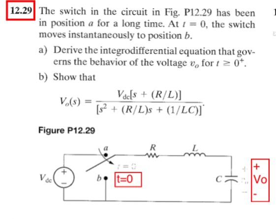Solved 12.29 The switch in the circuit in Fig. P12.29 has | Chegg.com