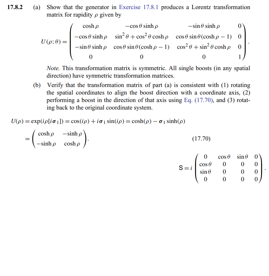 17.8.2 cosh p (a) Show that the generator in Exercise | Chegg.com