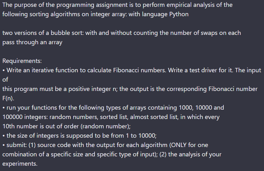 Solved LANGUAGE: Python Include results Include Analysis, | Chegg.com