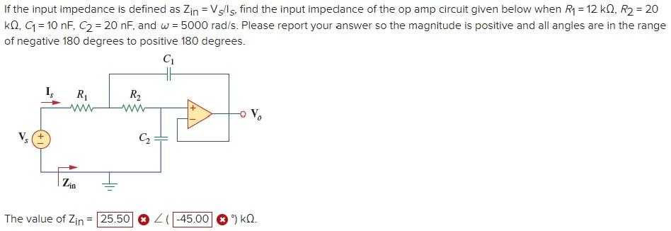 Solved If the input impedance is defined as Zin - Vs/ls, | Chegg.com