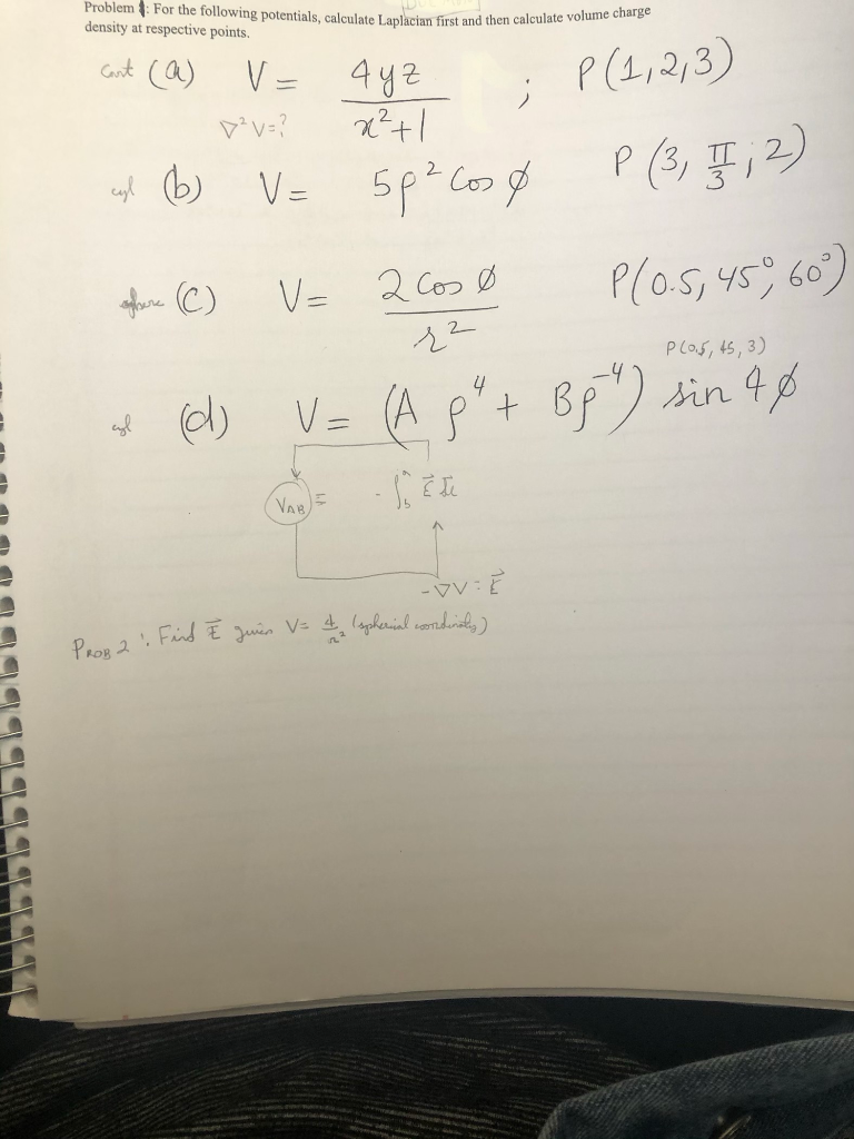 Solved Problem for the following potentials, calculate | Chegg.com