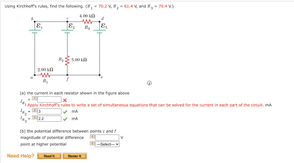 Solved Using Kirchhoff's rules, find the following. (ℰ1 = | Chegg.com