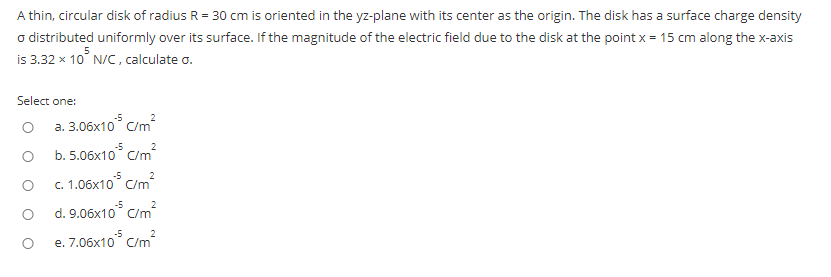 Solved A thin, circular disk of radius R = 30 cm is oriented | Chegg.com