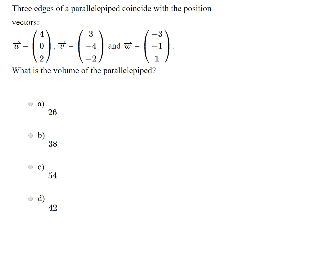 Solved Three edges of a parallelepiped coincide with the | Chegg.com