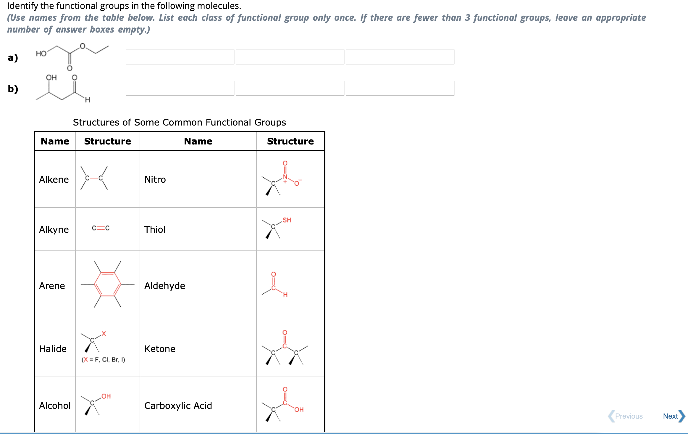 Solved Identify the functional groups in the following | Chegg.com