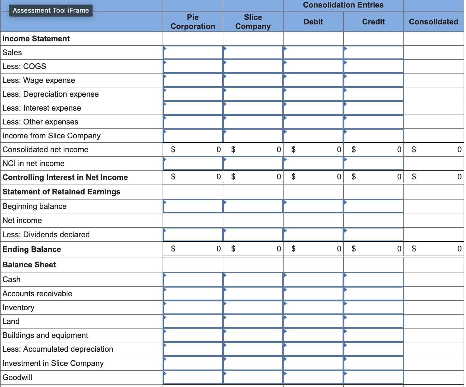 Record all consolidation entries needed to prepare a | Chegg.com