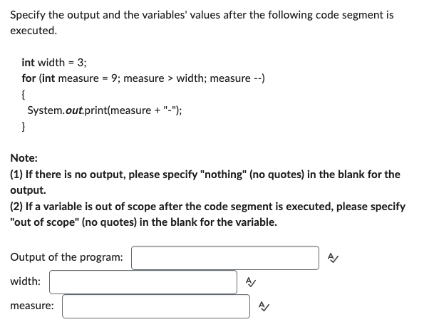 Solved Specify The Output And The Variables Values After 6302