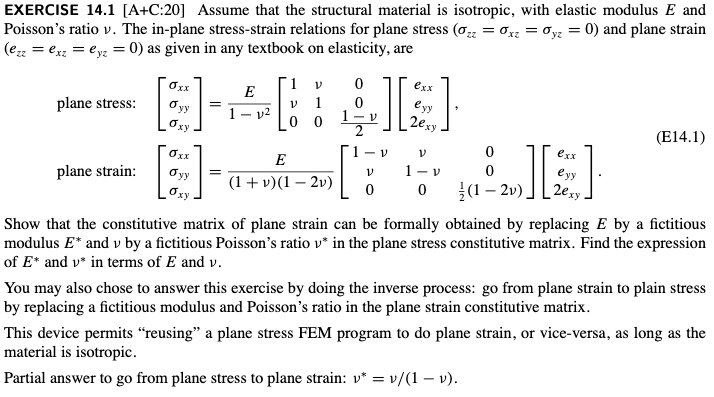 Solved EXERCISE 14.1 [A+C:20] Assume that the structural | Chegg.com