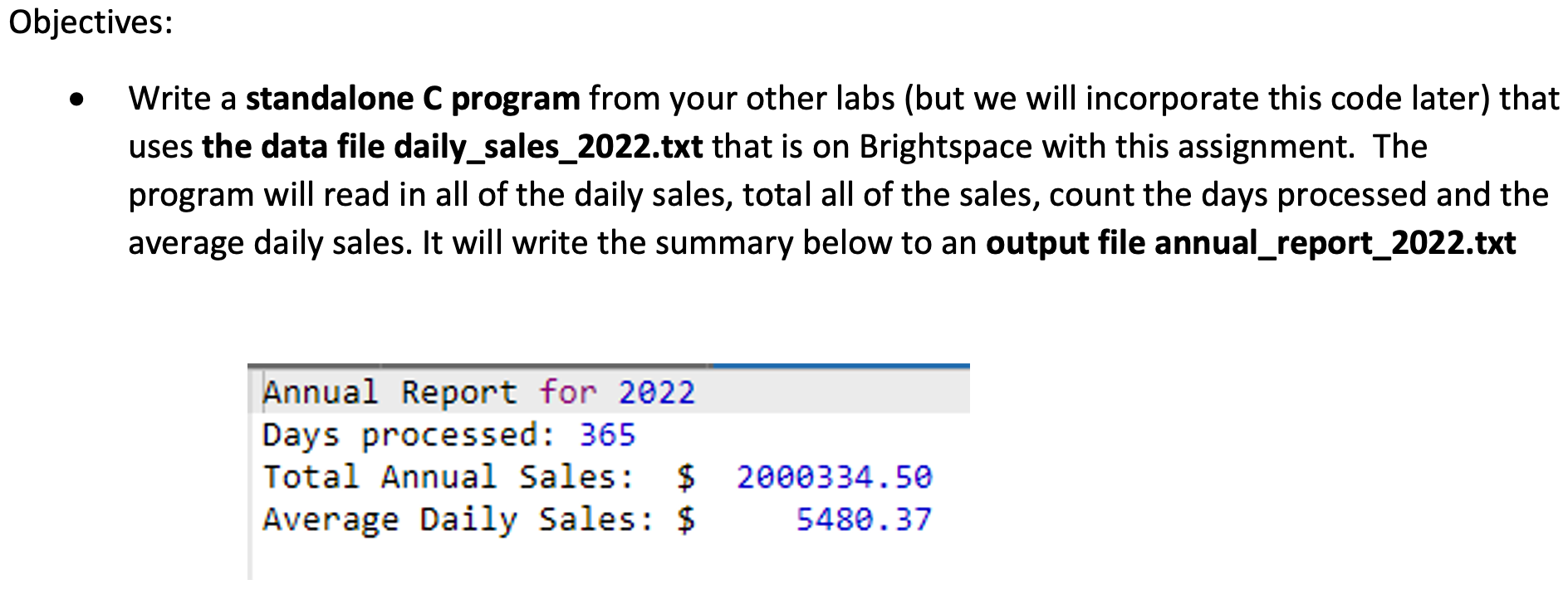 Solved - Write a standalone C program from your other labs | Chegg.com