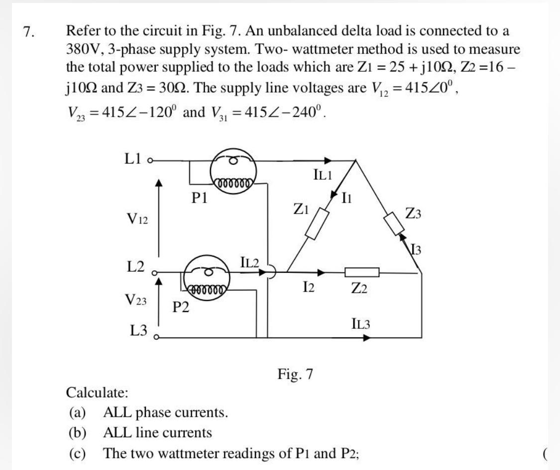 Solved 6. If a 3-phase, 3-wire, 380V, 50Hz power system is | Chegg.com