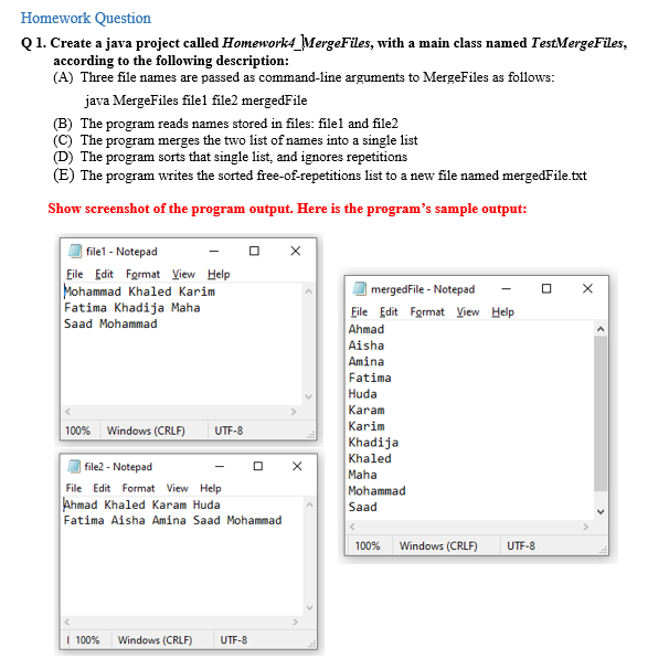 Solved Homework Question Q 1. Create a java project called | Chegg.com