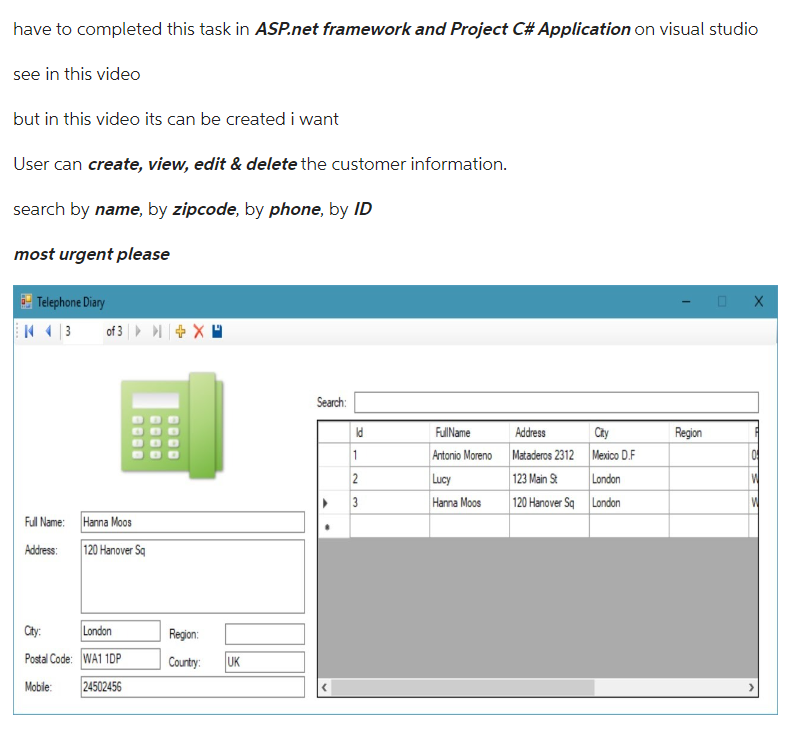 Solved have to completed this task in ASP.net framework and | Chegg.com