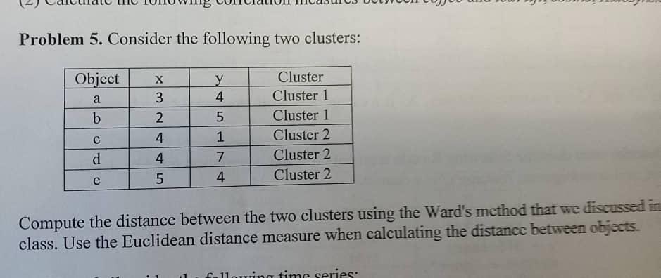 Solved Problem 5. Consider the following two clusters: | Chegg.com Solved Problem 5. Consider the following two clusters: | Chegg.com