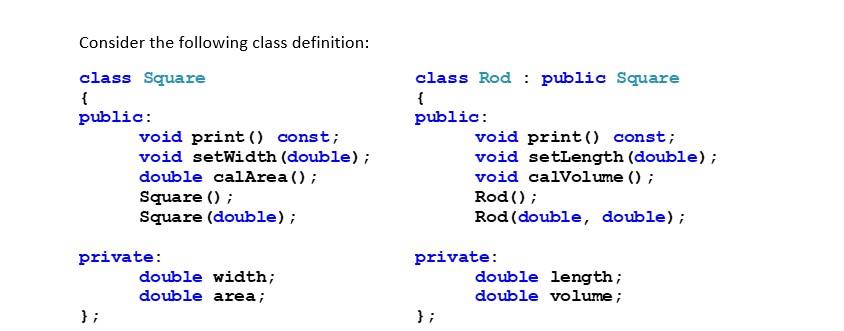 Solved (c++) Identify the member functions of the class Rod | Chegg.com