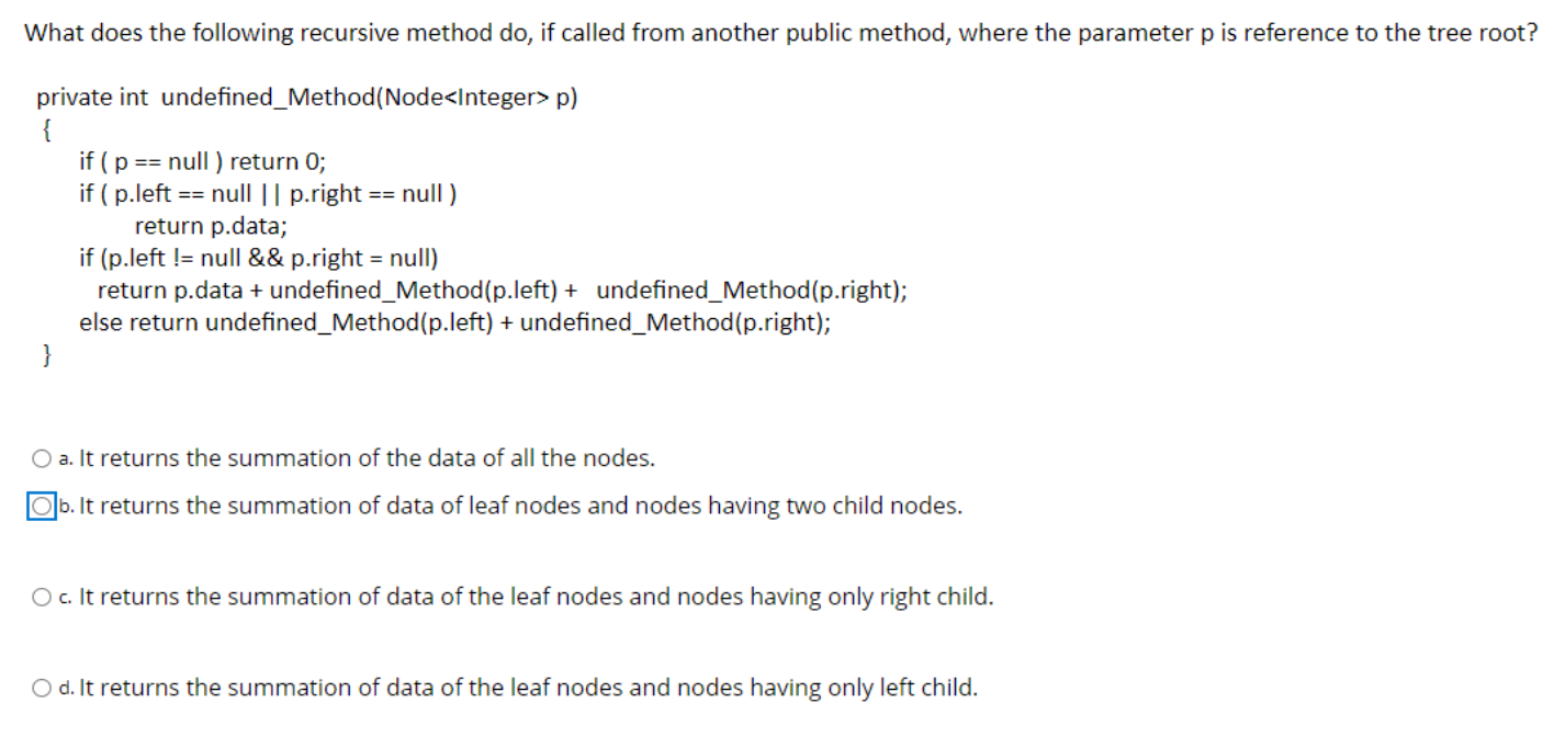 Solved What does the following recursive method do, if | Chegg.com