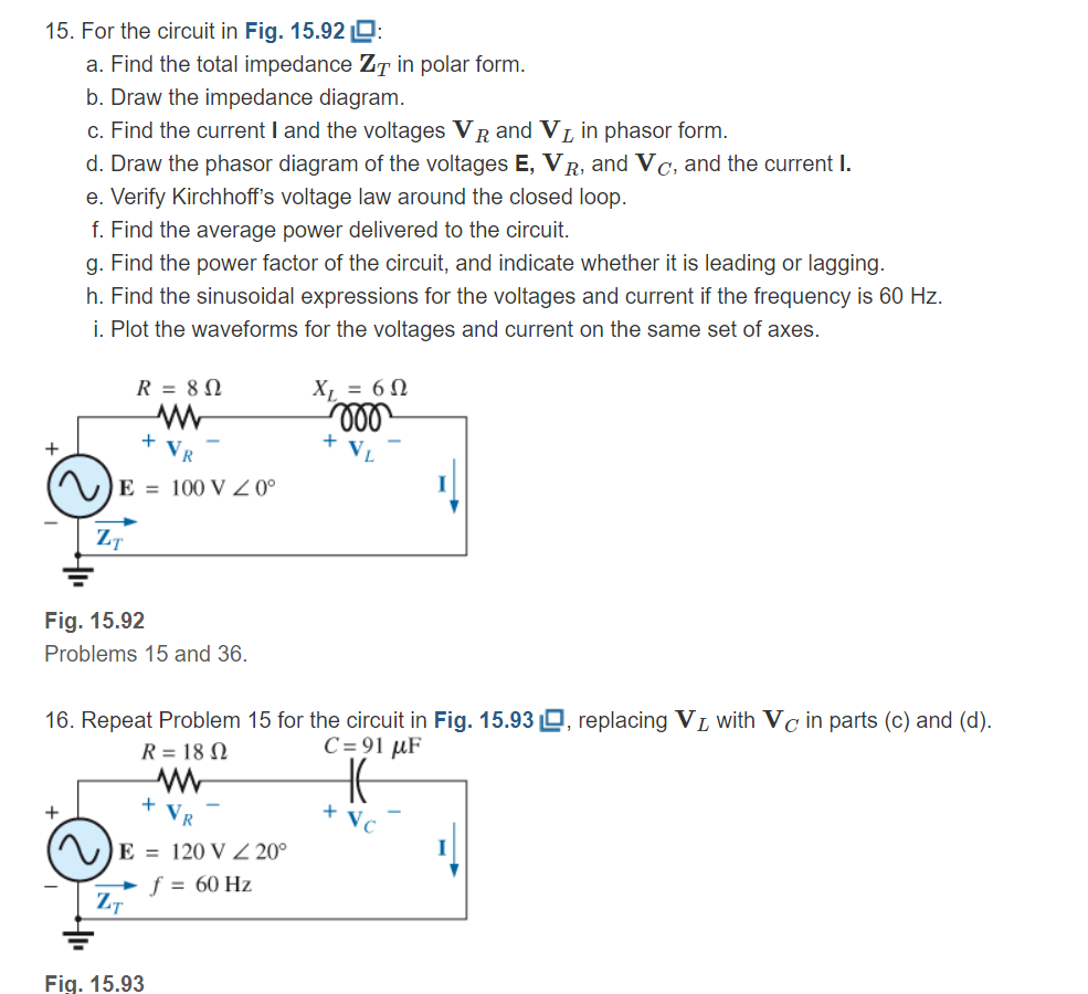 Solved 15. For the circuit in Fig. 15.929: a. Find the total | Chegg.com