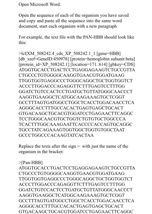 Solved Part B: Gene alignment exercise s. Using the file | Chegg.com