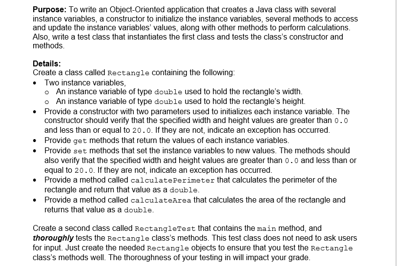 Solved Purpose: To write an Object-Oriented application that | Chegg.com