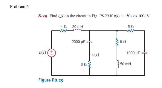 Solved Problem 4 8.29 Find it in the circuit in Fig. P8.29 | Chegg.com