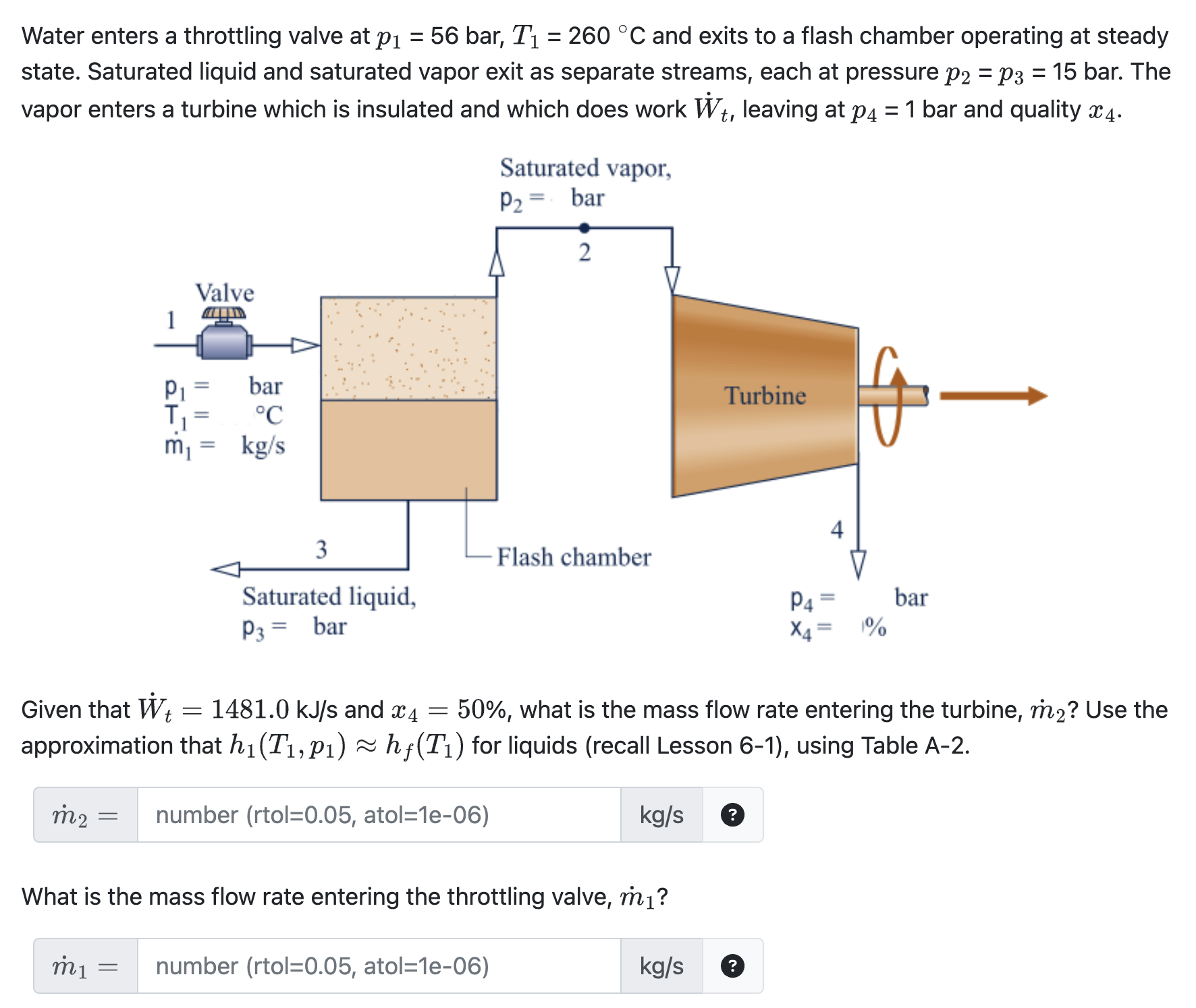 Solved Water enters a throttling valve at p1=56bar ,T1=260°C | Chegg.com