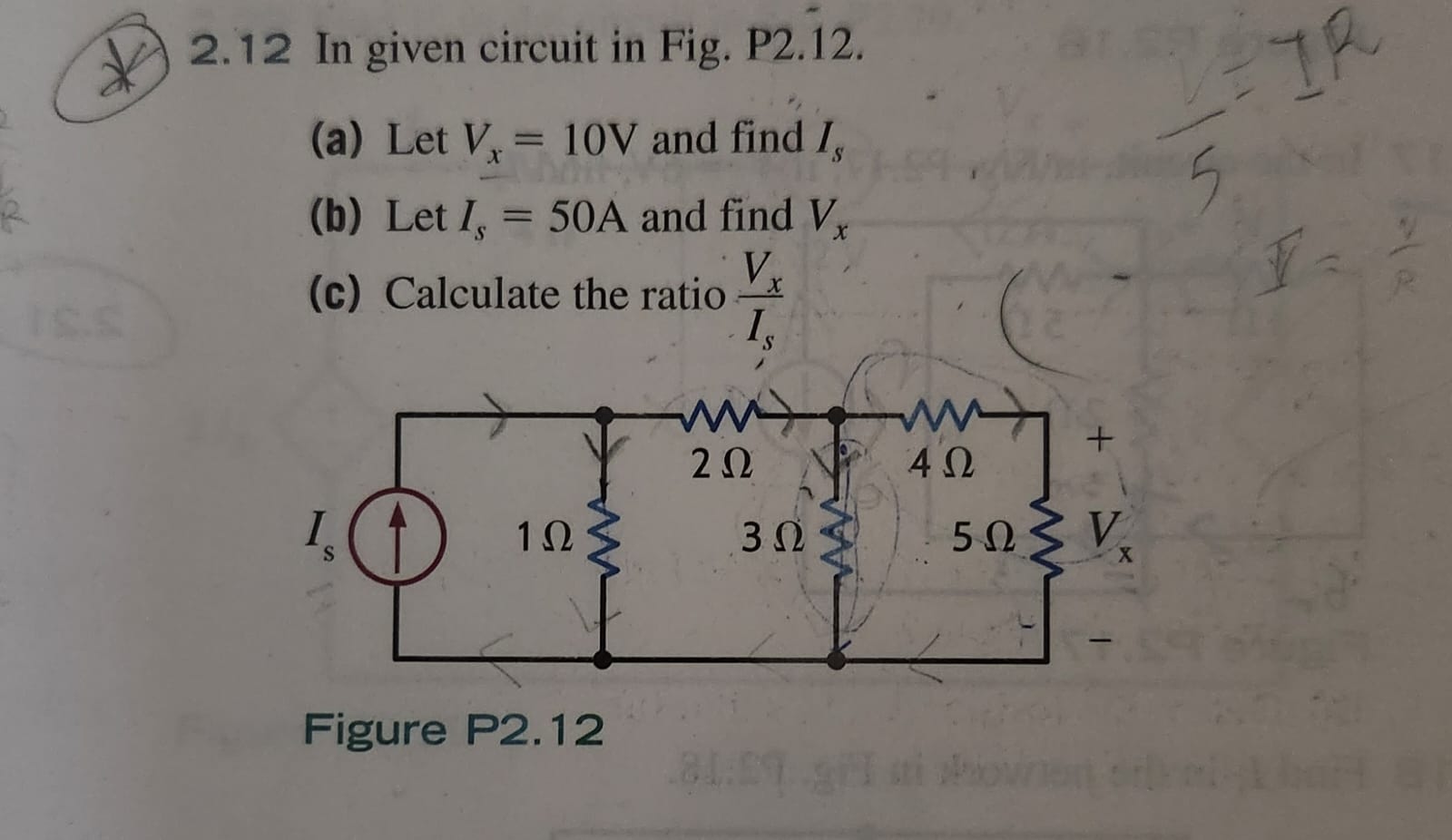 Solved 2.12 In given circuit in Fig. P2.12. (a) Let Vx=10 V | Chegg.com