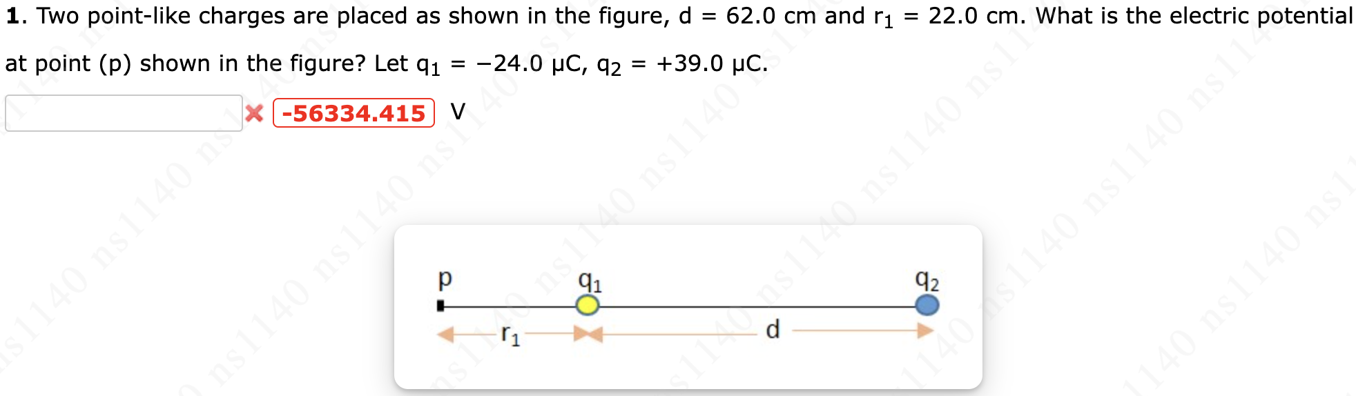 Solved 1. Two point-like charges are placed as shown in the | Chegg.com
