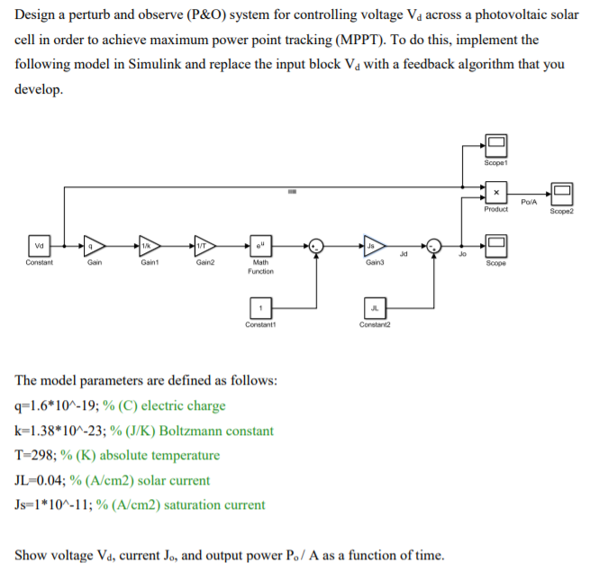 Design a perturb and observe (P&O) system for | Chegg.com
