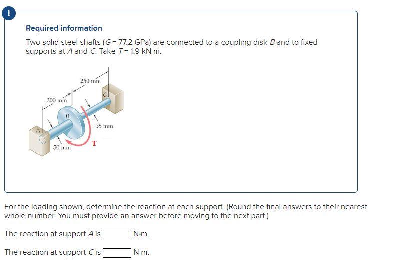 Solved Required information Two solid steel shafts (G= 77.2 | Chegg.com