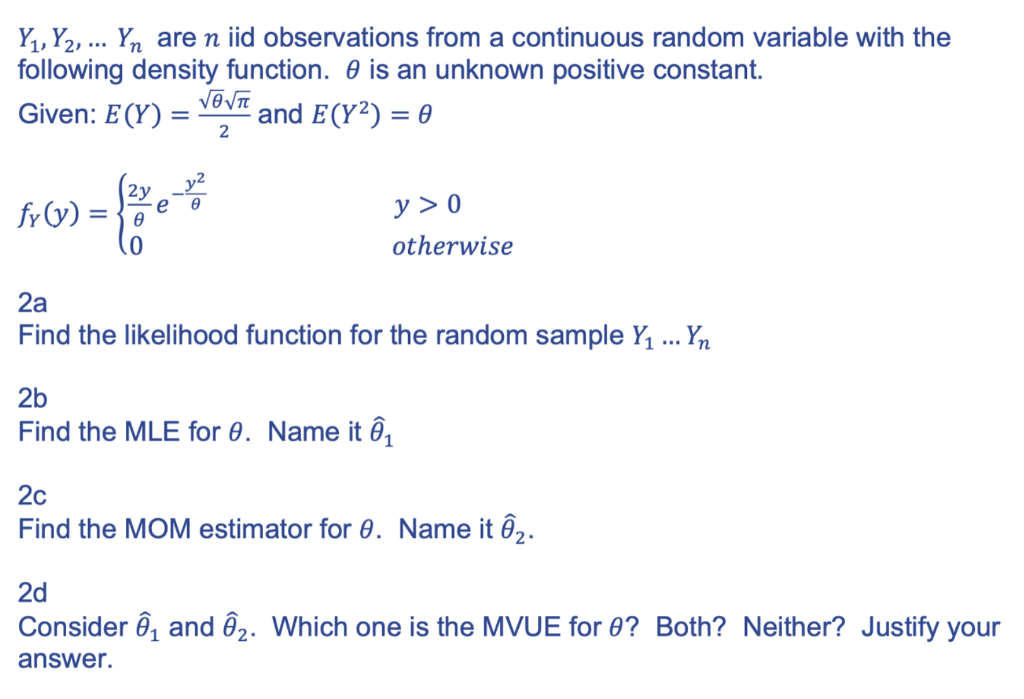 Solved Y1,Y2,…Yn are n iid observations from a continuous | Chegg.com