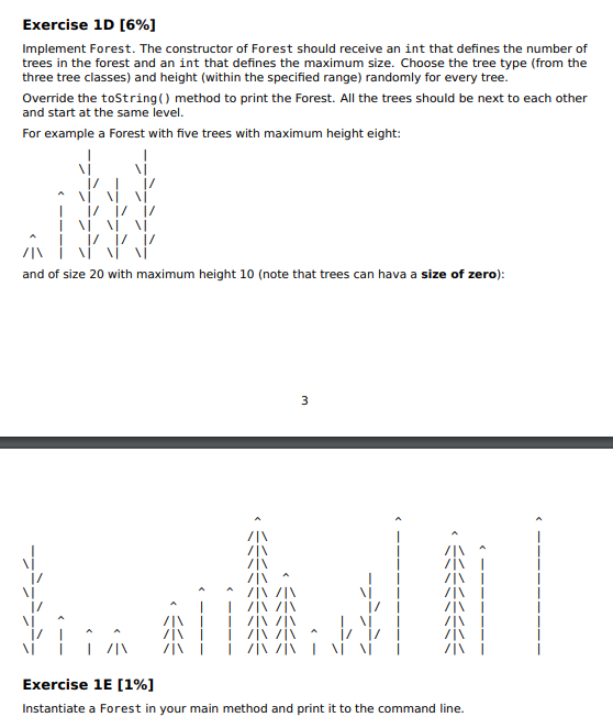 Solved Exercise 1A [1\%] Create classes Tree, Bamboo, | Chegg.com