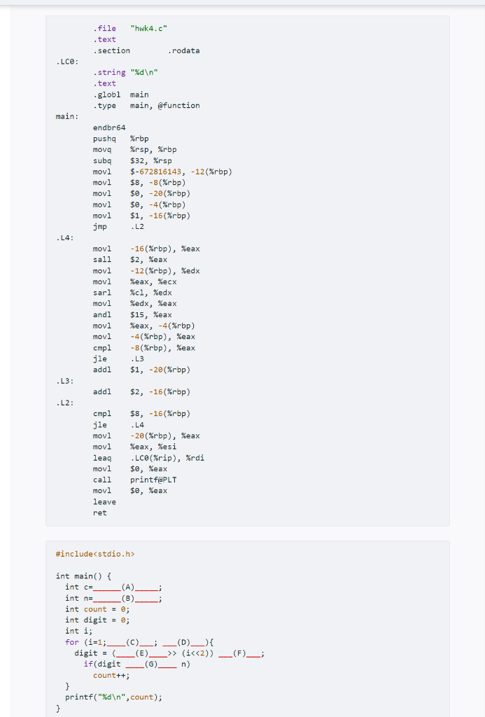 run assembly code in C, save the code as text.s then | Chegg.com