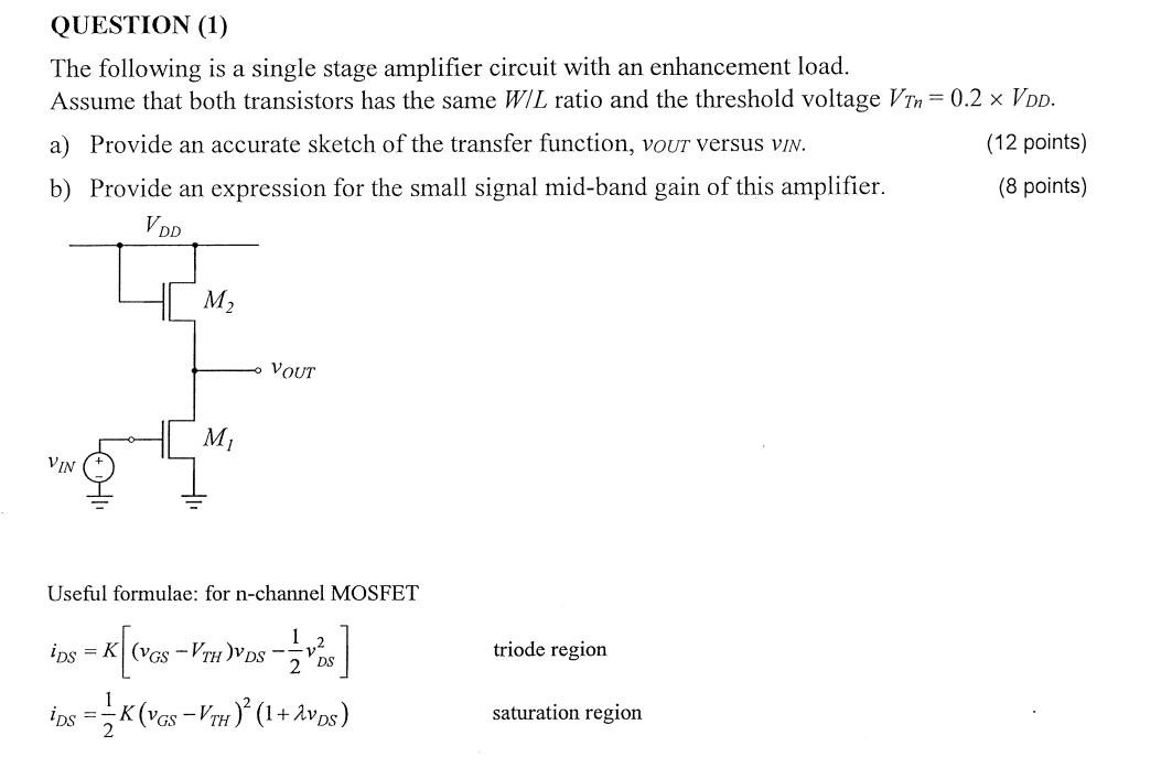 Solved Useful formulae: for n-channel | Chegg.com