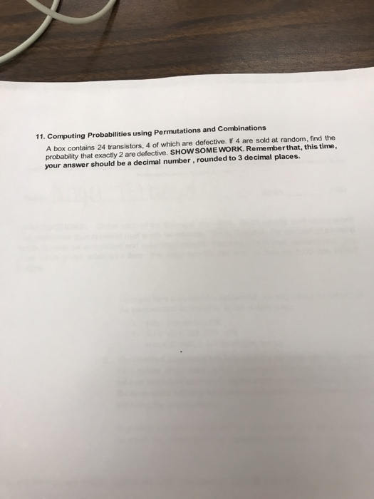Solved 11. Computing Probabilities using Permutations and | Chegg.com